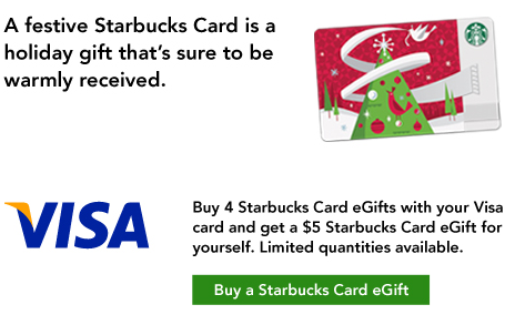 *HOT* Buy 4 Starbucks eGift Cards with VISA Card = FREE $5 eGift Card ...