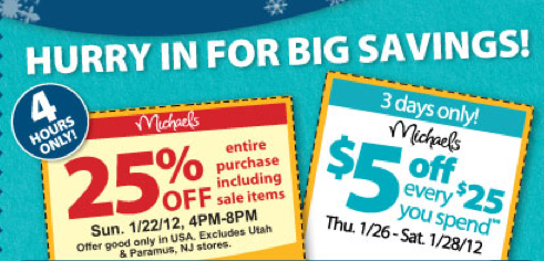 Michaels: 25% Off Your Entire Purchase Coupon - Including Sale Items ...