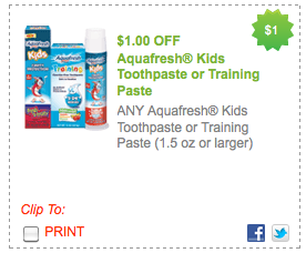New $1/1 Printable Aquafresh Kids Toothpaste Coupon = FREE at Walgreens ...