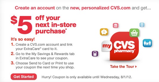 CVS: *HOT* $5 Off In-Store Purchase Coupon (Just Create Account on CVS.com)