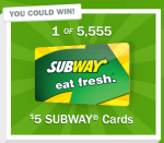 *HOT* Free $5 Subway Gift Card (1st 5,555!)