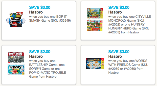 *HOT* 8 New & High Value Hasbro Game Coupons + Target Deals