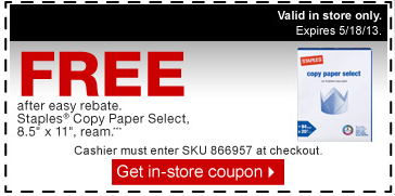 Staples: Free Ream of Copy Paper (After Rebate), 50% Off Crayola and ...