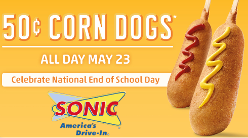 Sonic Drive-In: 50¢ Corn Dogs on May 23rd