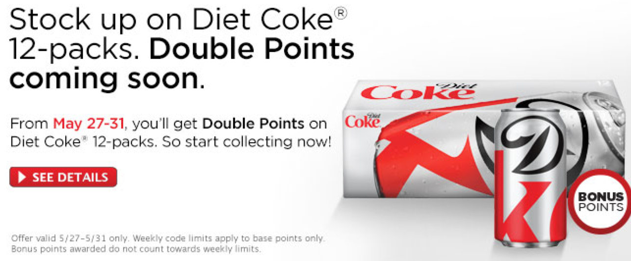 My Coke Rewards: Earn Double Points on Diet Coke Fridge 12 Packs (Valid ...