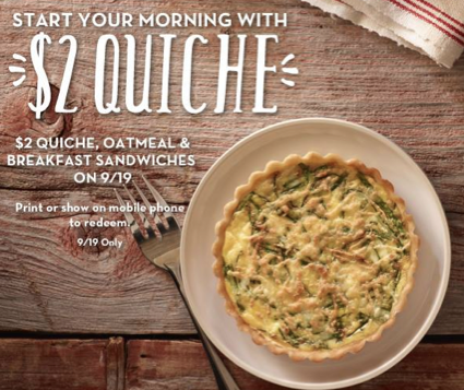 Caribou Coffee: $2 Quiche, Oatmeal & Breakfast Sandwiches (Today Only)