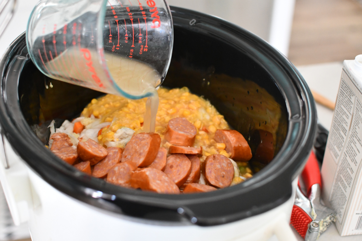 Turn Frozen Hash Browns into Easy Sausage Corn Chowder!