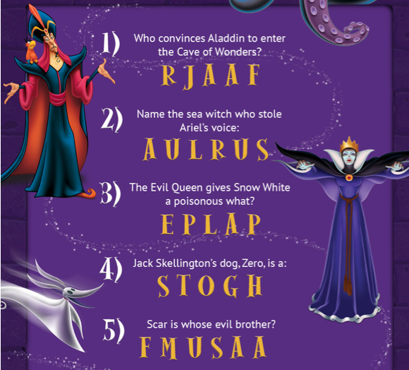 Disney Movie Rewards: Halloween Word Scramble = 25 FREE Bonus Points