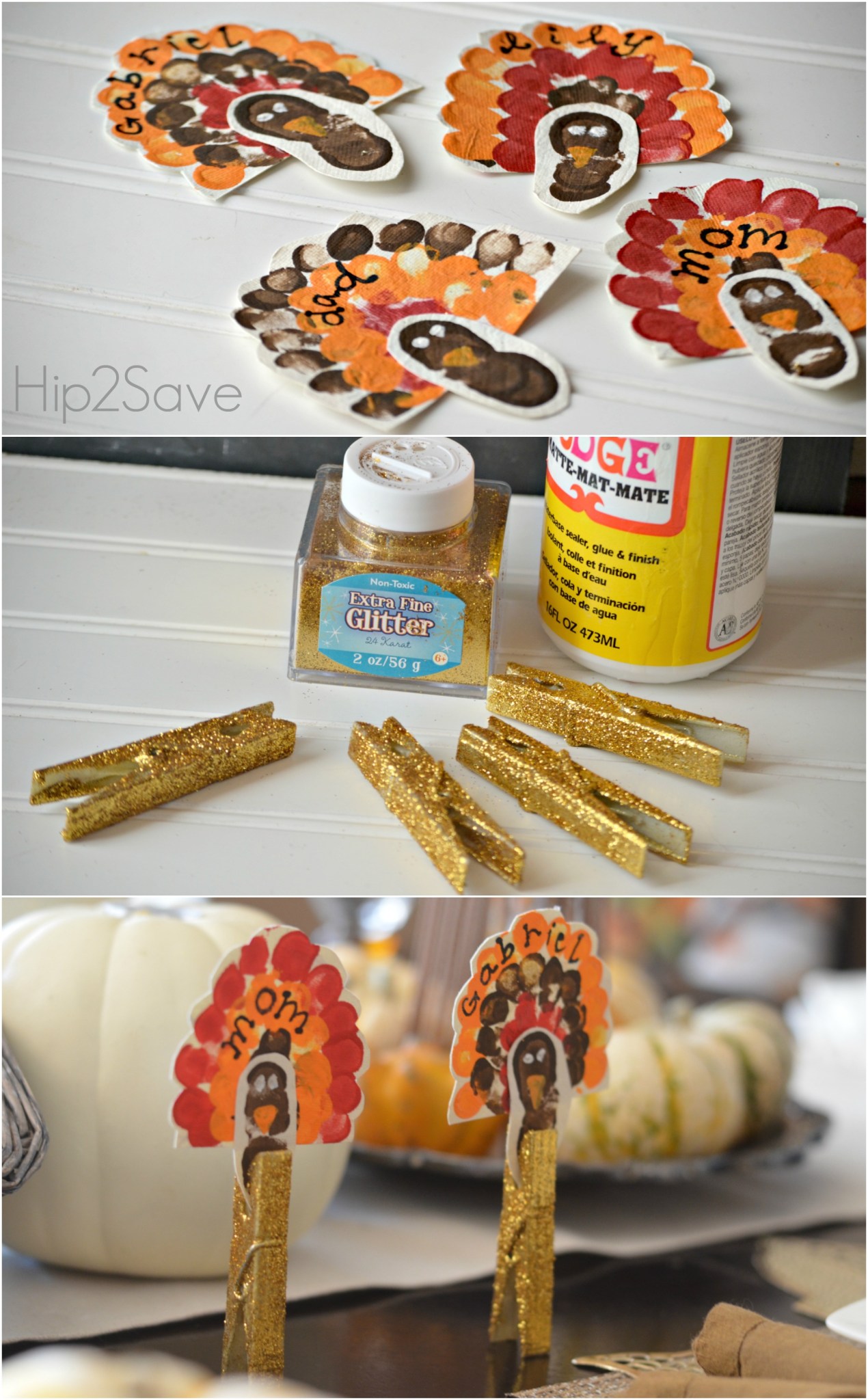 Turkey Thumbprint Place Cards (Thanksgiving Craft)