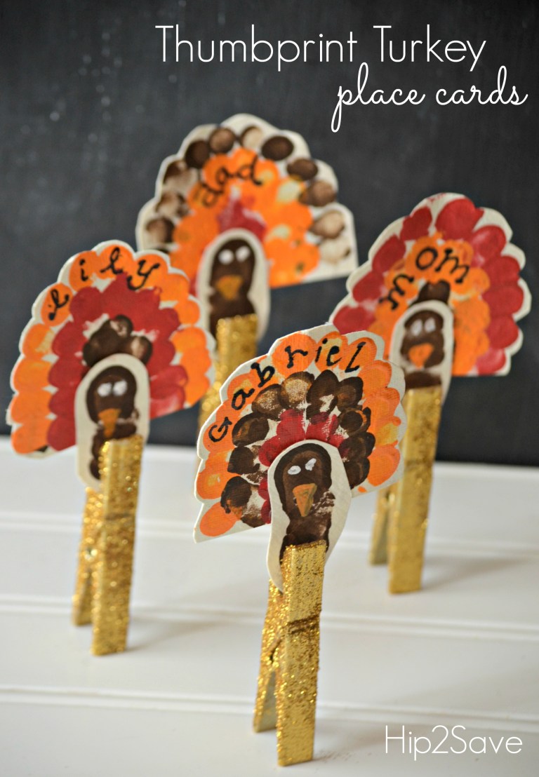 Turkey Thumbprint Place Cards (Thanksgiving Craft)