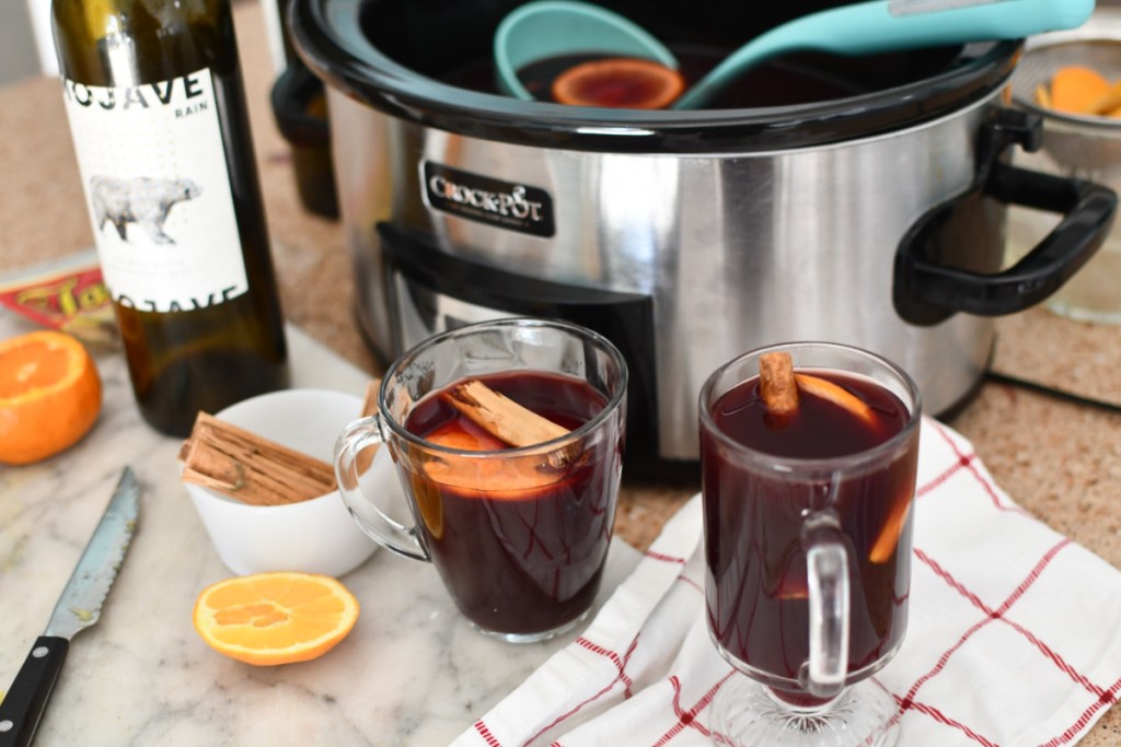 Serve Mulled Wine in the Crockpot - Best Holiday Adult Beverage!