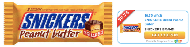 New $0.75/2 Snickers Brand Peanut Butter Squared Products Coupon = Only ...