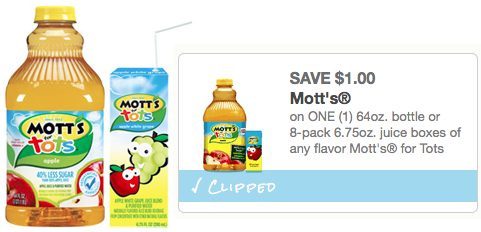 New $1/1 Mott's for Tots Juice Coupon