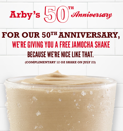 Arby's: FREE 12oz Jamocha Shake on July 23rd
