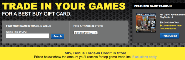 Best Buy: Video Game Trade-In Offer (50% Bonus Trade-In Credit, Valid ...