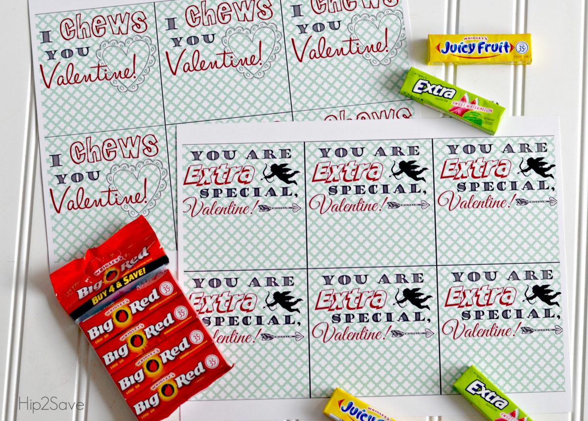 Chewing Gum Valentine's Day Cards (Free Printables)