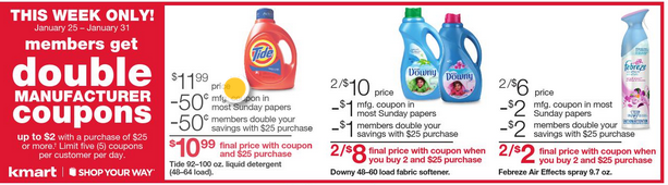Kmart: Doubling Coupons up to a $2 Value with a $25 Purchase