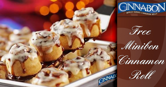 Cinnabon: FREE Minibon Cinnamon Roll 5-9PM (Today Only!)
