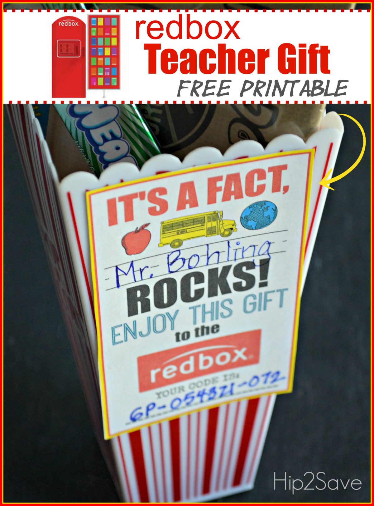 Teacher Appreciation Gift Idea: Gift a Redbox Code (Free Printable Card ...