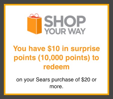 Shop Your Way Rewards Members: Possible FREE $10 Surprise Points (Text ...