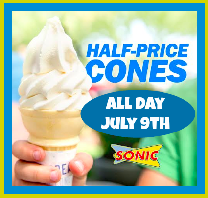 Sonic Drive-In: 1/2 Price Ice Cream Cones (July 9th)