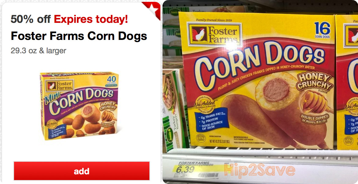 Target Cartwheel: High Value 50% Off Foster Farms Corn Dogs (Today Only ...