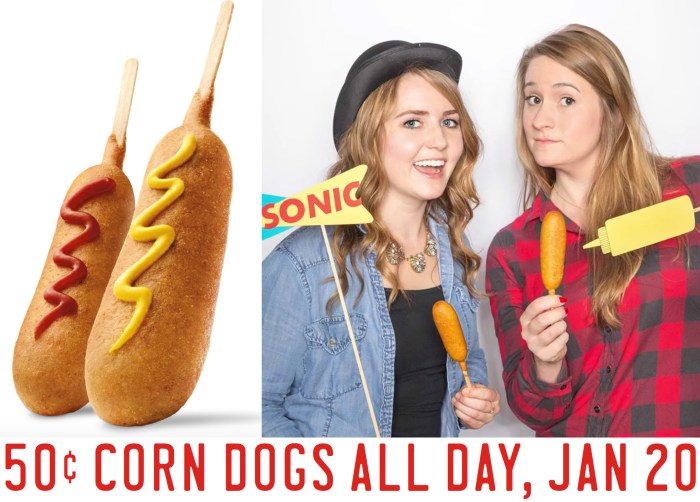 Sonic Drive-In: 50¢ Corn Dogs ALL Day Tomorrow (+ Two Can Eat for $9.99 Promotion)