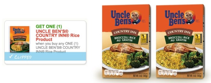New Buy 1 Get 1 Free Uncle Ben's Country Inn Rice Coupons = Only 40 ...