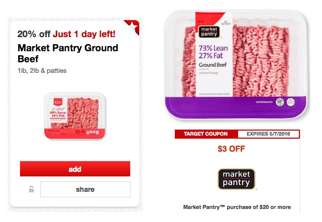 Target Cartwheel: 20% off Market Pantry Ground Beef + Stackable Target ...
