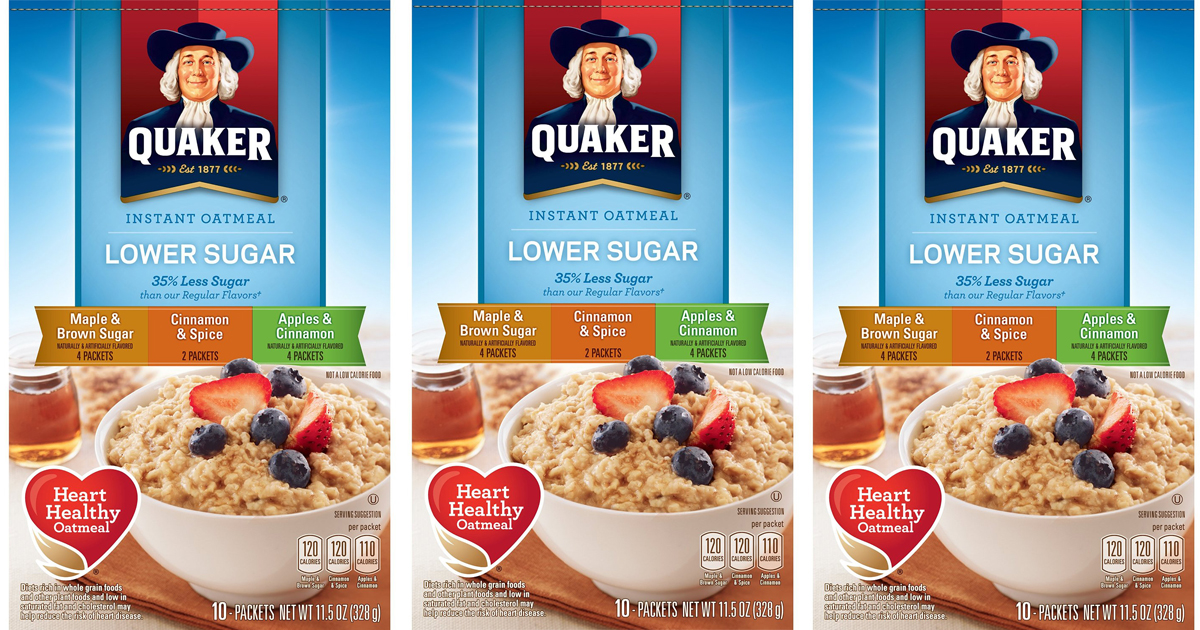 Amazon: Quaker Instant Oatmeal Lower Sugar Flavor Variety Packs - Only ...