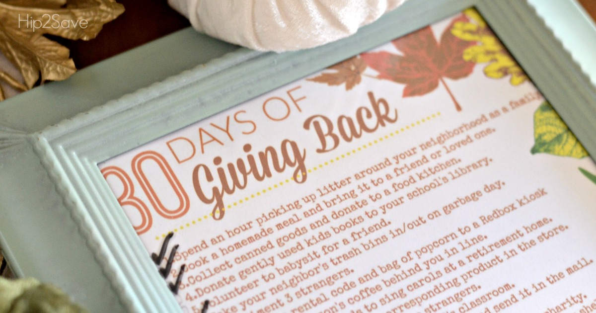 30 Days of Giving Back (Free Thanksgiving Acts of Kindness Printables)