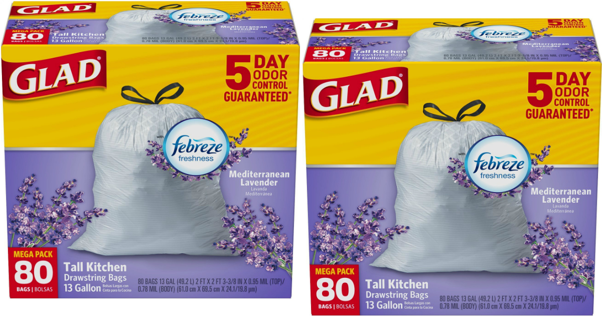 Amazon: Glad OdorShield 13-Gallon Tall Kitchen Drawstring Trash Bags ...