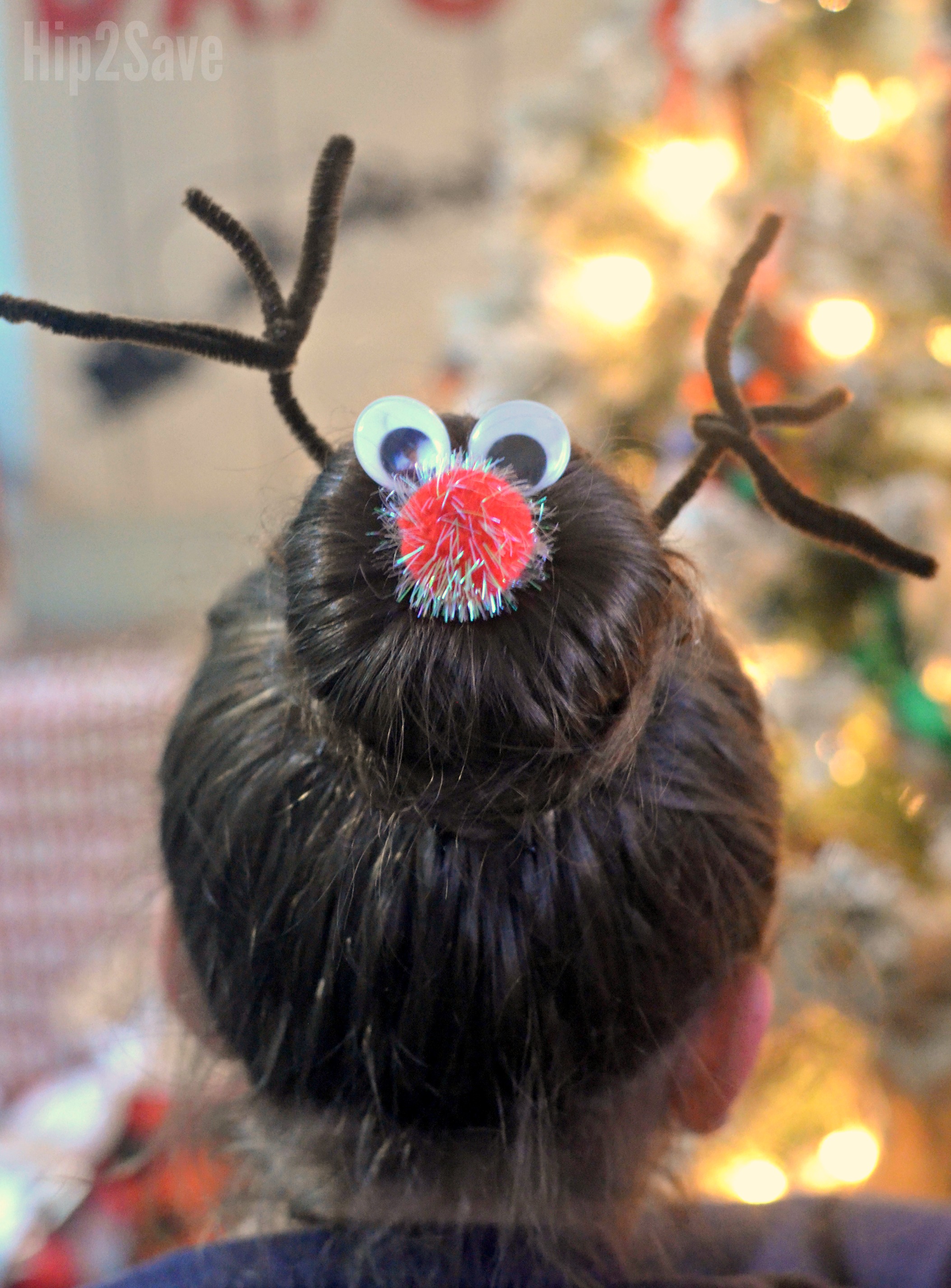 Rudolph Hair Bun (Easy Last-Minute Christmas Hairstyle)