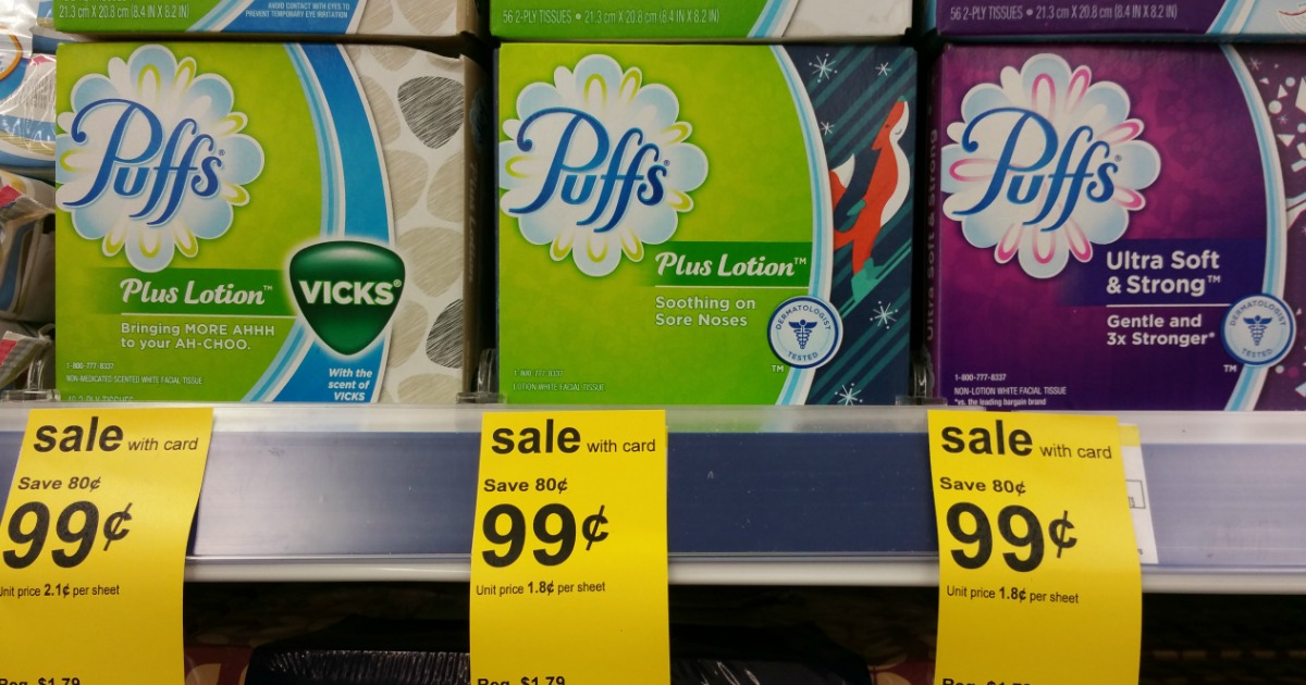 New Puffs Tissue Coupons = 56-Count Pack as Low as 49¢ at Walgreens ...