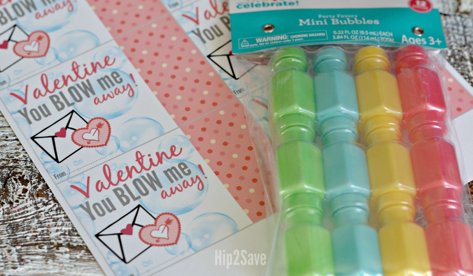 Mini Bubbles "You Blow Me Away!" FREE Printable Valentine's Day Idea