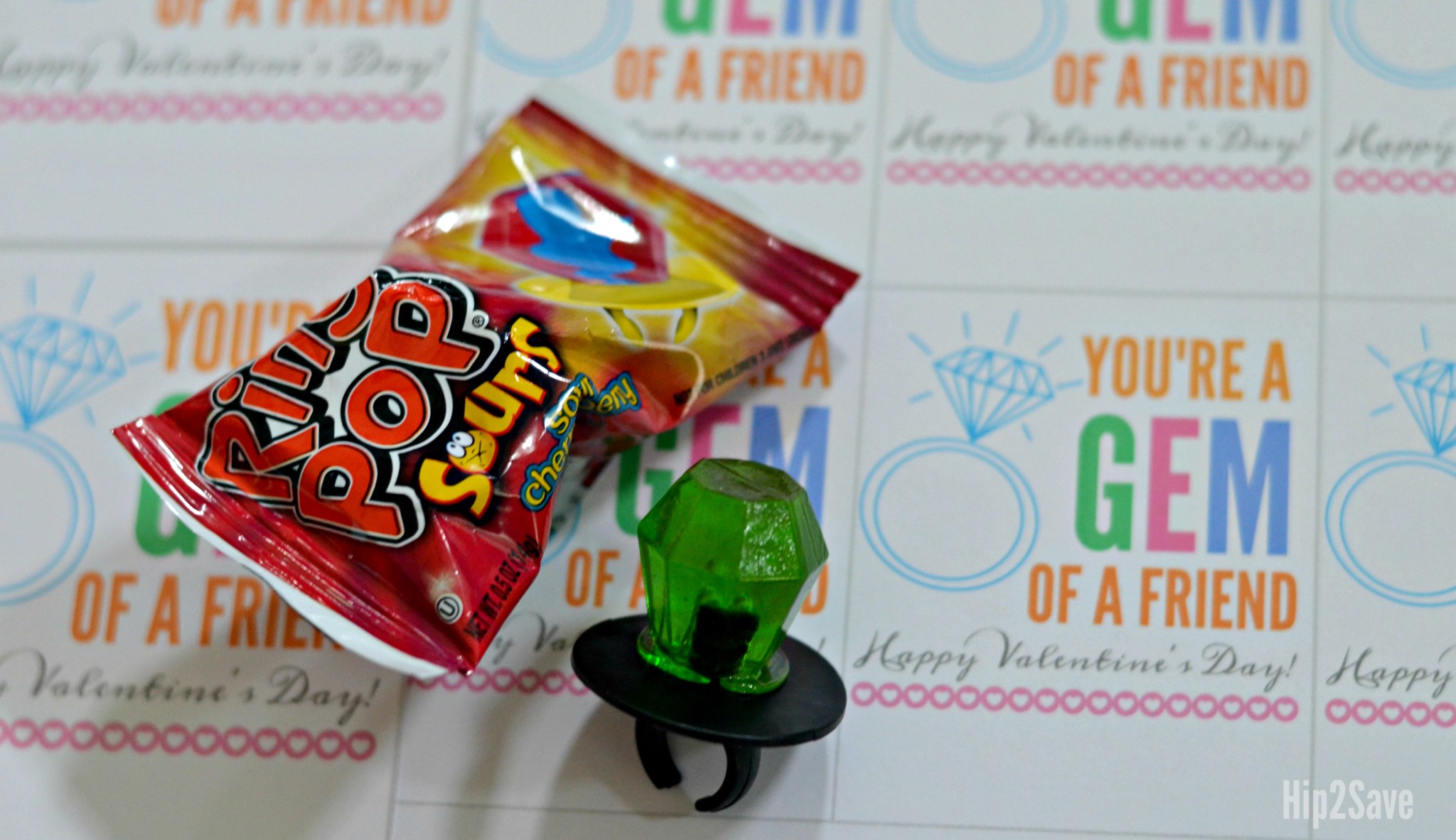 "You're a Gem of a Friend" Ring Pop Valentine's Day Idea