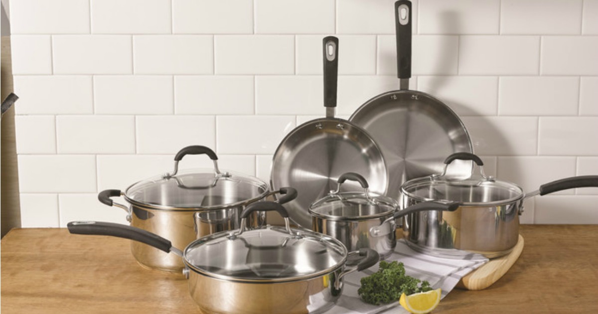 Oneida 10-Piece Stainless Steel Cookware Set Just $76.99 Shipped ...