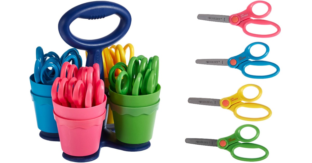 24 Westcott Kids Scissors AND Caddy ONLY $13.50 (Just 56¢ Each)