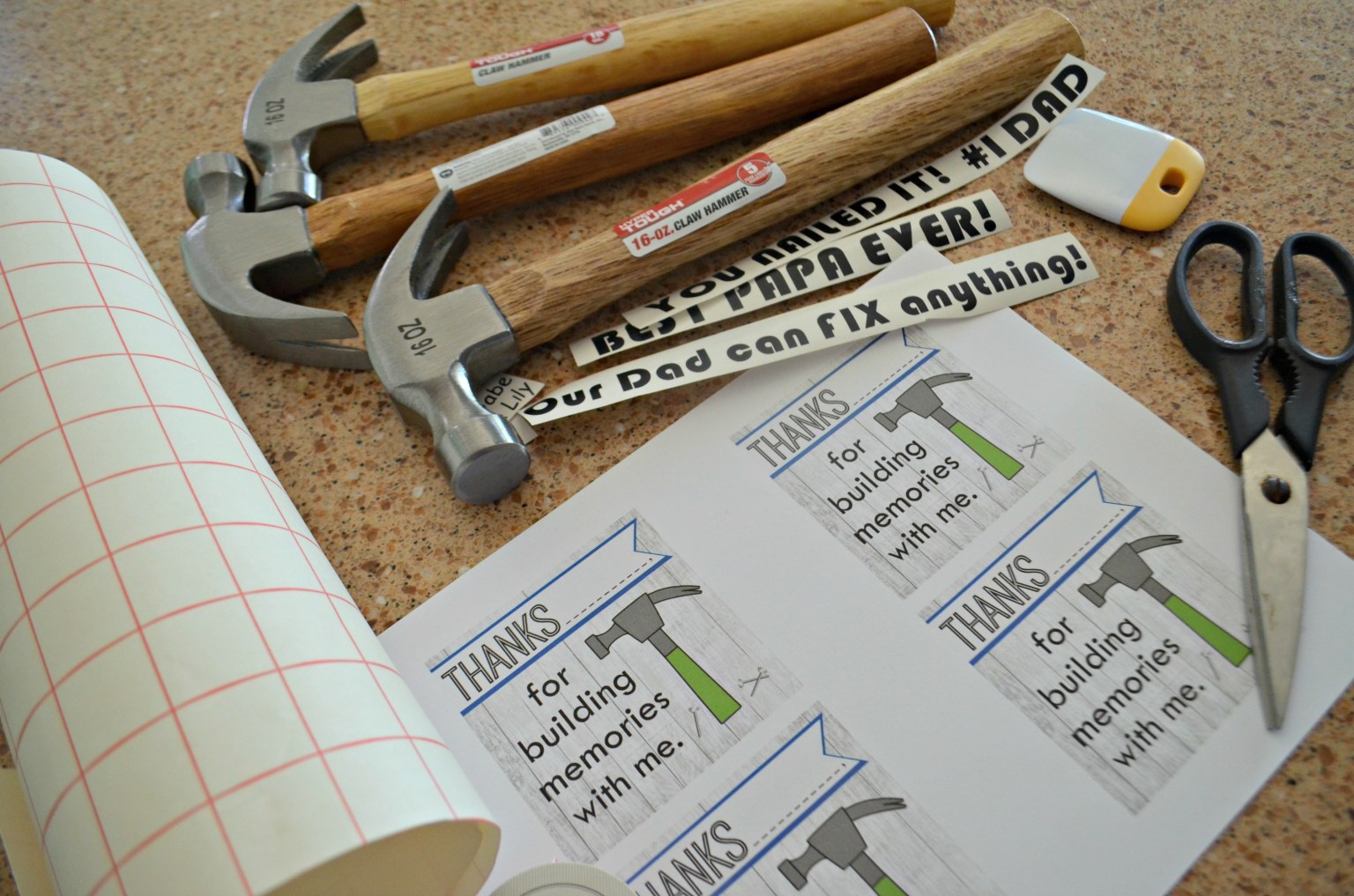 Gift Ideas For Dad: Father's Day Personalized Hammer (Free Printable)