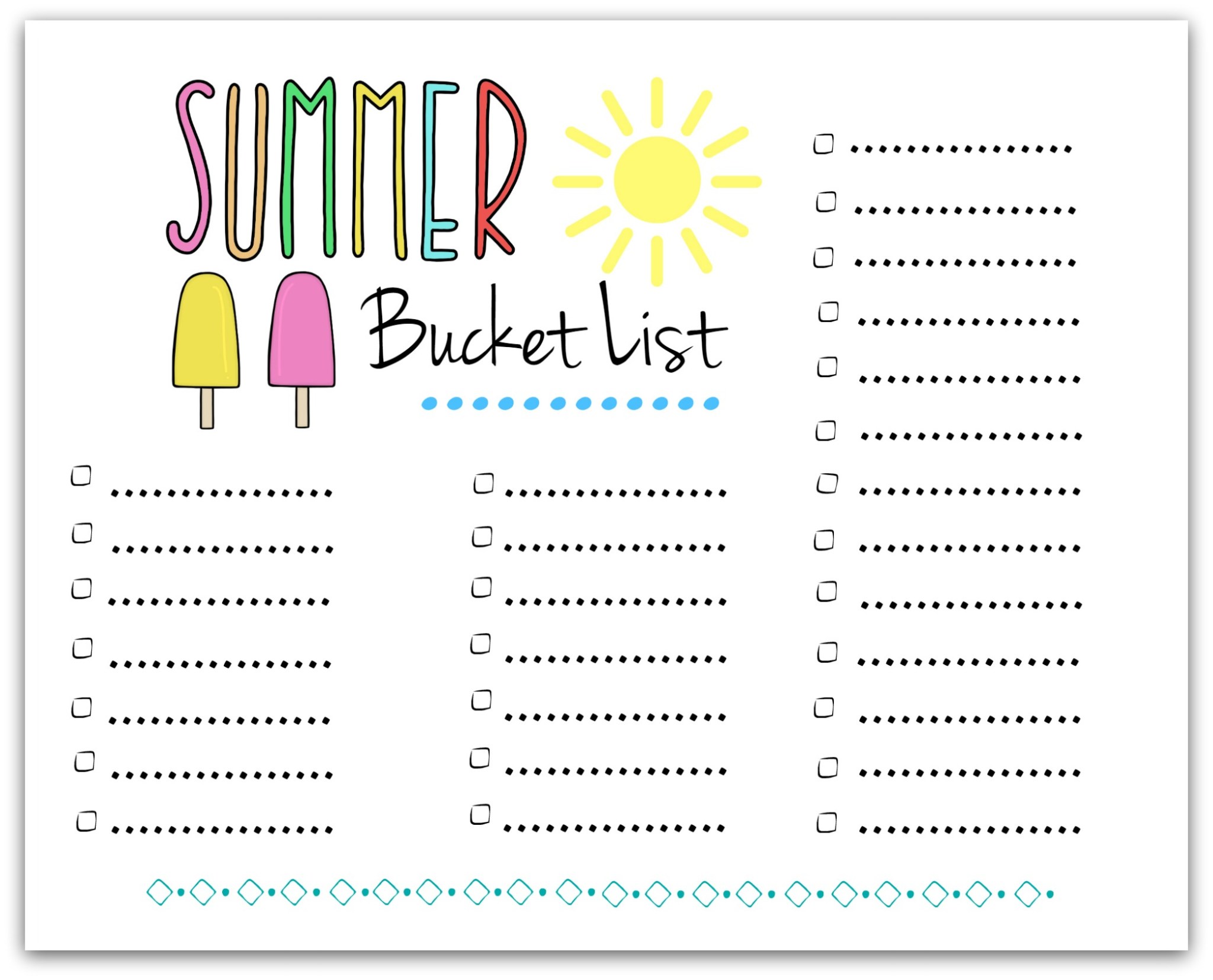 Print Our Summer Bucket List For Fun Activity Ideas (It's FREE!)