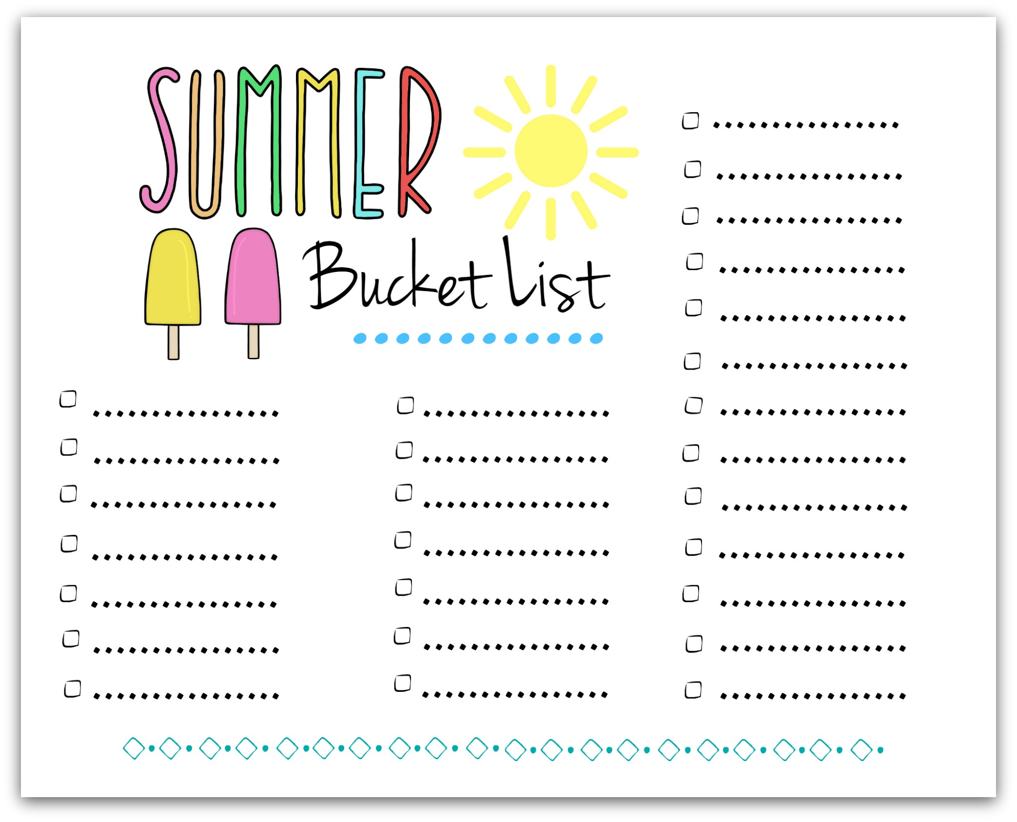 Print Our Summer Bucket List For Fun Activity Ideas (It's FREE!)