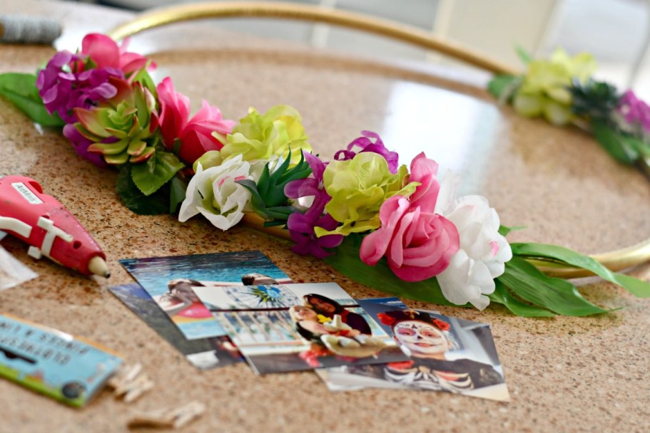 Make This Hula Hoop Photo Display for a Wedding or Party!