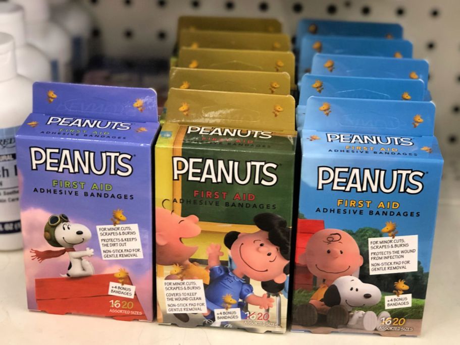 Peanuts Themed 20 Count Bandages Just $1 at Dollar Tree
