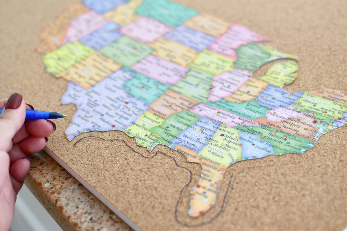DIY Cork Board Push Pin Travel Map to Track Your Trips | Hip2Save