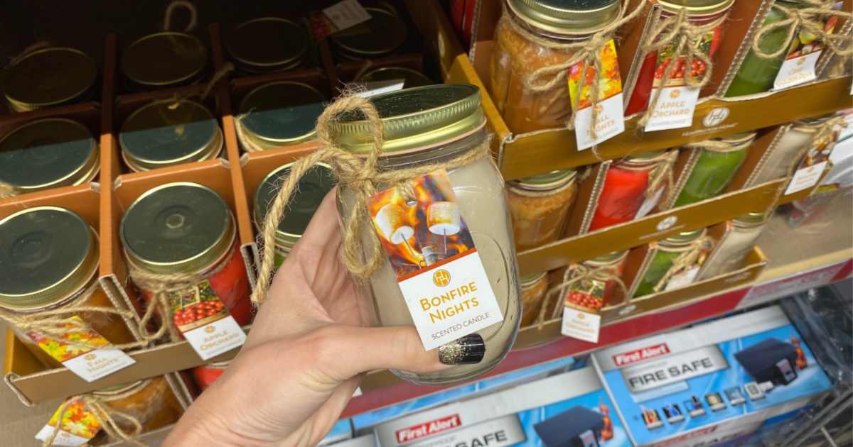 New ALDI Fall Mason Jar Candles Only $4.99 | Bonfire Nights, Apple ...