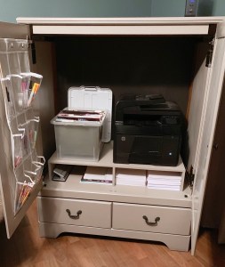 This $20 Cabinet DIY Stores a Printer, Paper, School Supplies, & More!
