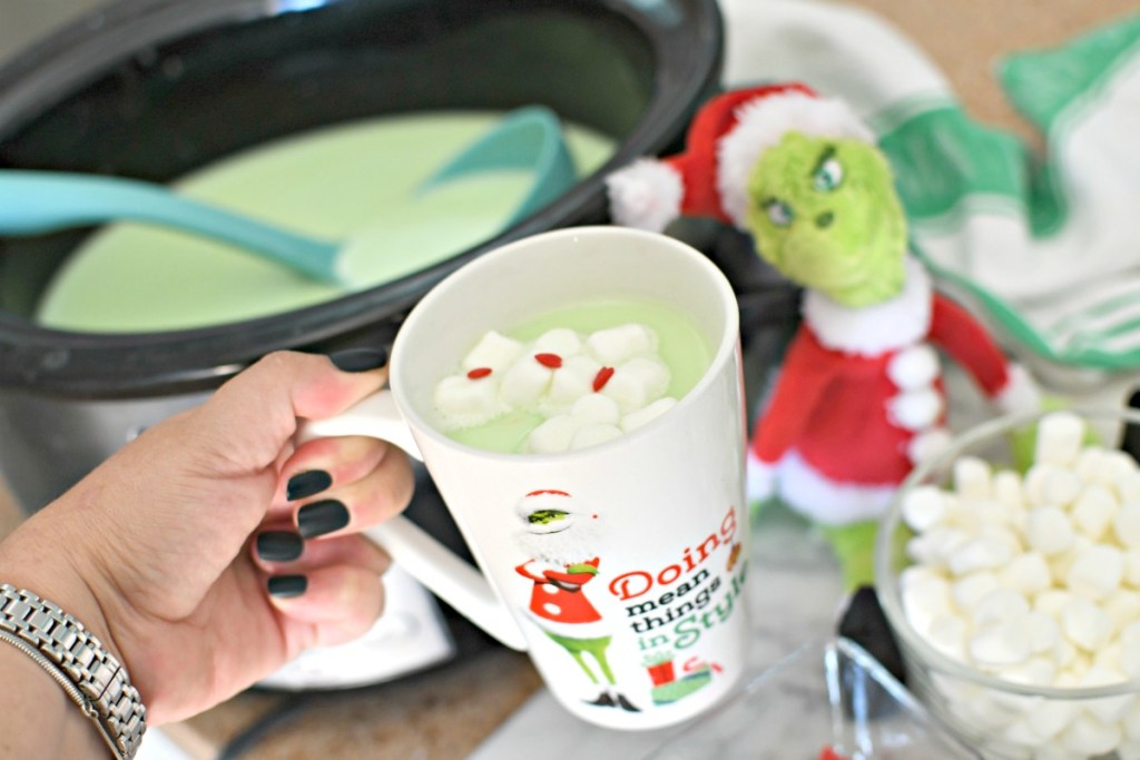 Crockpot Grinch Hot Chocolate - Holiday Party Drink | Hip2Save