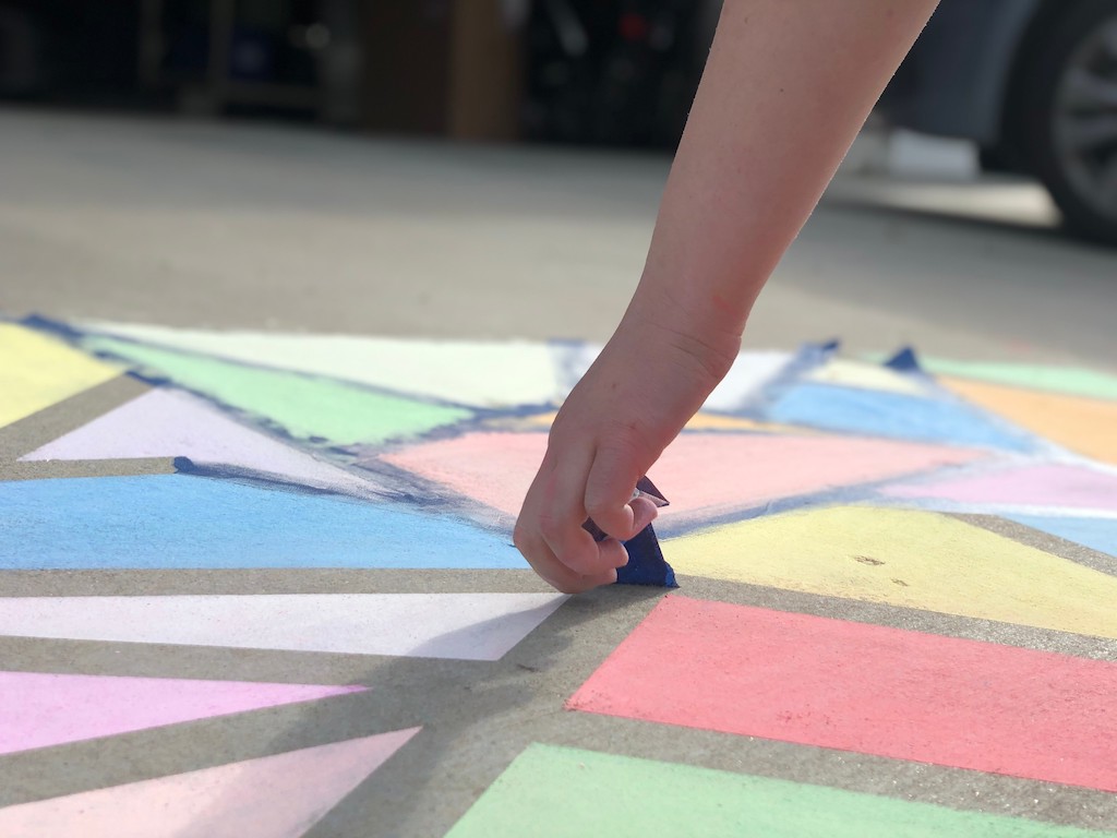 Easy Stained Glass Sidewalk Chalk Art Using Painter's Tape | Hip2Save