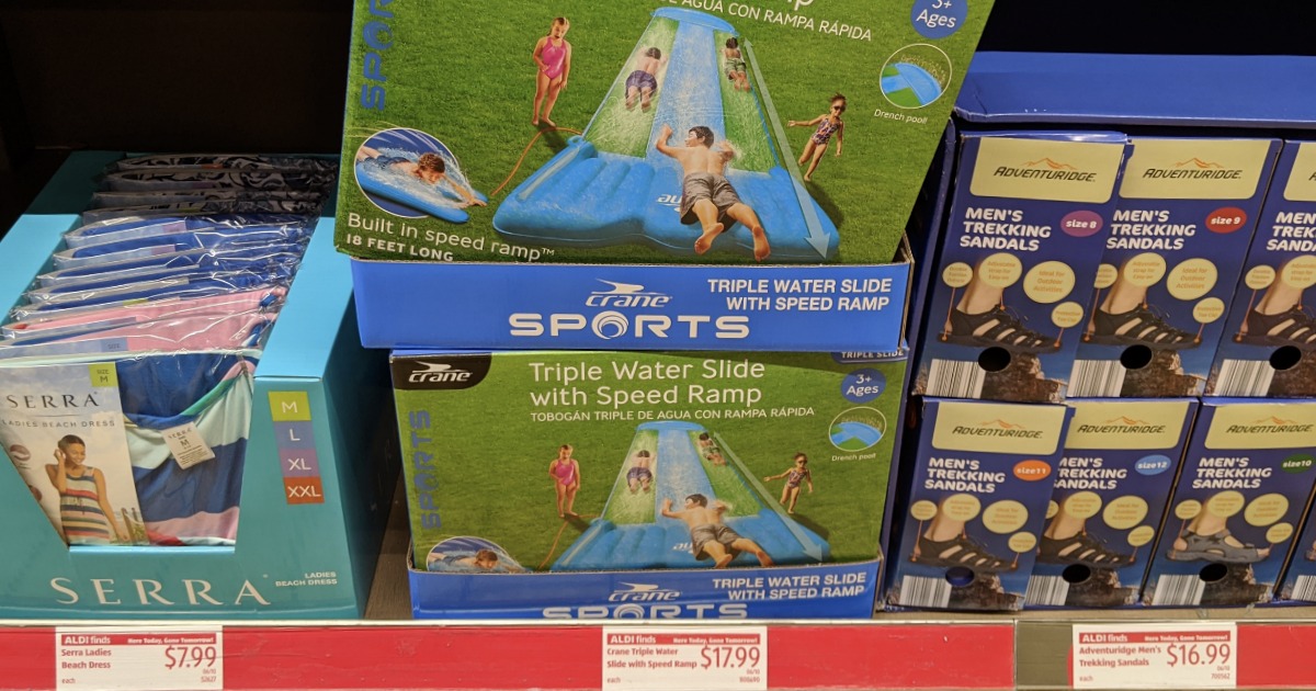 New Summer Finds at ALDI | Triple Water Slide, Folding Cart, Lounge ...