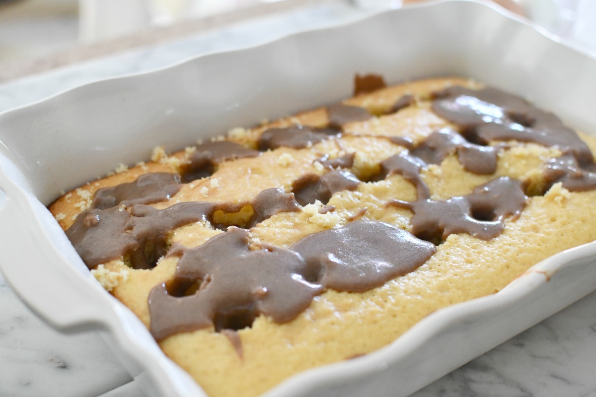 Best Cinnamon Roll Poke Cake Using Boxed Cake Mix | Hip2Save